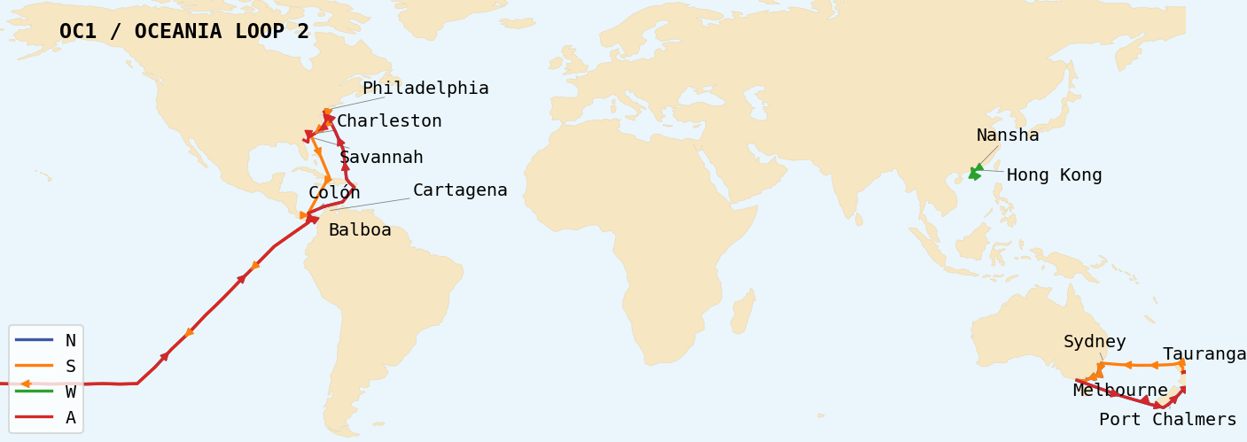 061 - OC1 / OCEANIA LOOP 2 – Philadelphia to Tauranga container service